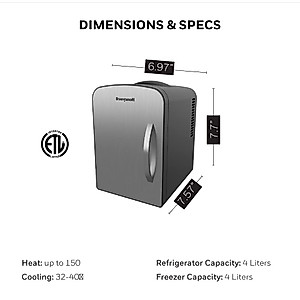 Honeywell 4 Liter Personal Fridge Cools Or Heats & Provides Compact Storage For Skincare, Snacks, Or 6 12oz Cans