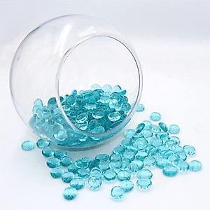 Koltose by Mash Transparent Aqua Flat Glass Marbles for Vases, 2 LB Decor Stone Beads Vase Fillers, Crafts, Table Scatter, Fish Tanks, Party Centerpieces, Gem Decor, Mosaics, Floral Displays, Fire