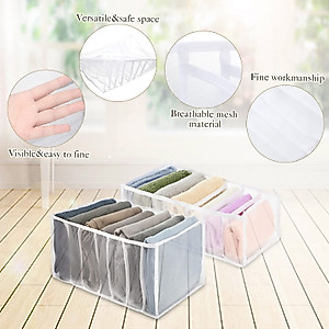 Tatuo 30 Pcs Wardrobe Clothes Organizer Closet Organizers and Storage Drawer Organizers for Clothing Foldable Mesh Dividers Storage for Jeans, Trousers, T Shirts and Skirts, 7 Grid, Large and Small