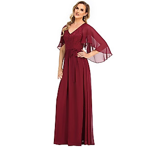 Ever-Pretty Women's Chiffon Maxi A-line Dance Party Dresses Burgundy US14