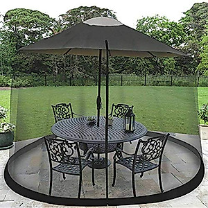 NKLC Outdoor Umbrella Table Screen, Patio Table Umbrellas, Mesh Mosquito Net Canopy Curtains, Adjustable Large Umbrella Hanging Tent(Black)