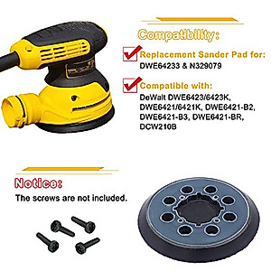 2 Pack 5 inch 8 Hole Hook and Loop Replacement Sanding Pad for DeWalt DWE64233 & N329079 Compatible with DWE6423/6423K, DWE6421/6421K, DWE6421-B2, DWE6421-B3, DWE6421-BR, DCW210B (2 Packs)