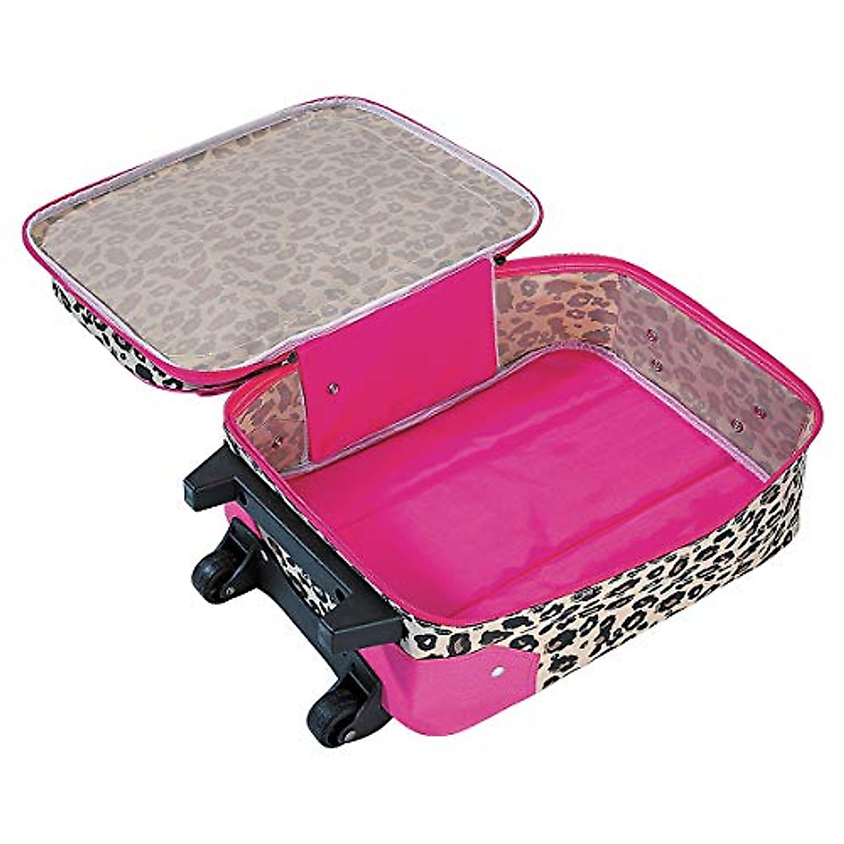 Lillian Vernon Personalized Rolling Luggage for Kids Leopard Spots Design, 5" x 12" x 20"H