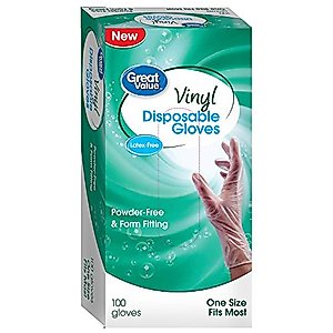 Great Value Vinyl Disposable Gloves Latex Free Powder Free 100 count