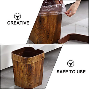 SEWACC Garbage Cans Wood Trash Can Wastebasket Small Rustic Rectangular Garbage Container Bin for Bathroom Bedroom Kitchen Home Office Garbage Containers Plastic Bins