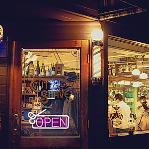 Open Neon Sign Pink White LED Sign USB Powered Neon Light up Signs for Wall Decor with Switch for Bar Salon Store Hotel Coffee Shop Club Business