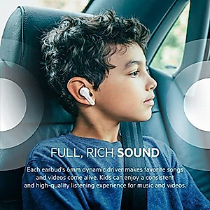 Belkin Soundform Nano - Bluetooth Earbuds for Kids with Built-in Microphone, 24H Battery Life, 85dB Safe Volume Limit - Kids Bluetooth Earbuds for iPhone, iPad, Galaxy & More - White