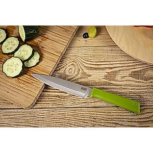 KUHN RIKON Colori+ Classic 2-Piece Paring Knife and Utility Knife Set with Safety Sheaths, Green