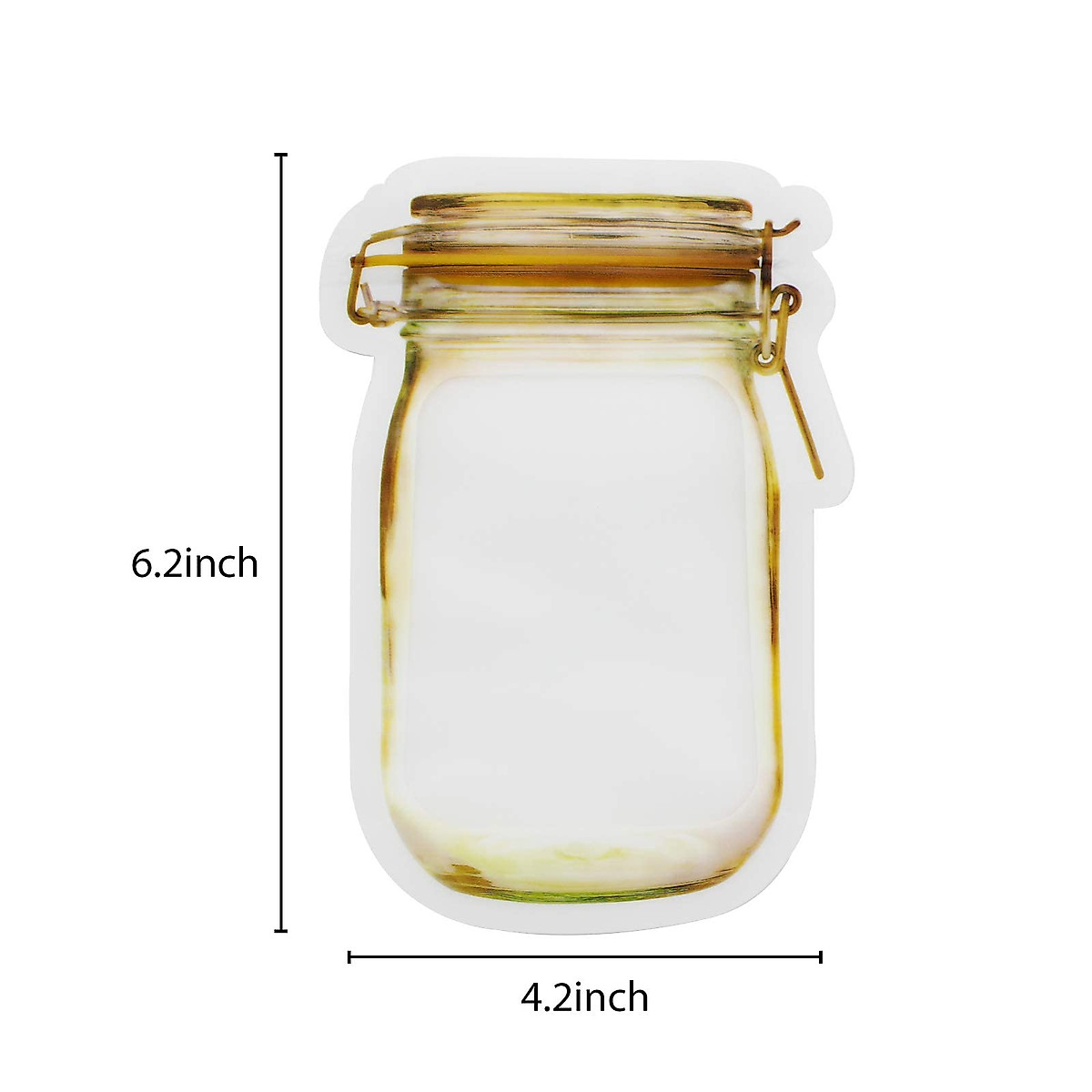 Mason Jar Bags Yellow, 40 Pcs Reusable Airtight Seal Food Storage Bags Leak-Proof Saver Bags for Travel Camping, 8 OZ