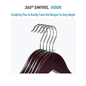 TOPIA HANGER Wooden Suit Hangers with Adjustable Metal Clips (10 Pack), Solid Wood Clothes Hangers, 360° Swivel Hook, Premium Pants Hangers for Clothes Coat, Jeans, Blouse- Cherry CT28M