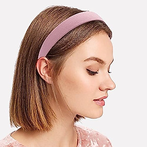 7pcs Fashion Headbands for Women, Wide Floral Headbands for Girls, Pearl Headband Non Slip Head Bands for Women's Hair Accessories (Pink)
