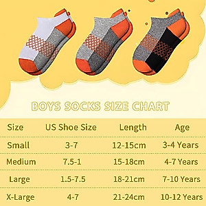 Comfoex Boys Socks 6 Pairs Ankle Athletic Sock Half Cushioned Low Cut Socks For Little Big Kids