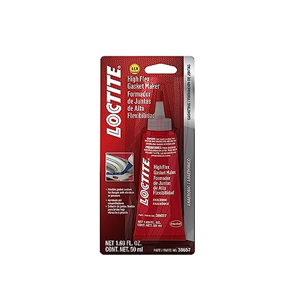 Loctite Flange Sealant, High Flex Gasket Maker: Silicone, Anaerobic, Flexible Form-in-Place, High-Temperature, Solvent-Resistant, O.E.M Specified 50 ml Tube (PN: 555354)