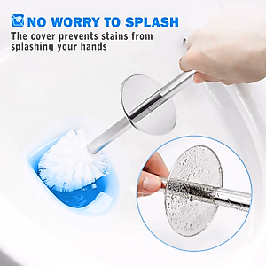 IXO Toilet Brush and Holder, 2 Pack Toilet Brush with 304 Stainless Steel Long Handle, Toilet Bowl Brush for Bathroom Toilet-Ergonomic, Elegant, Durable(Upgraded)