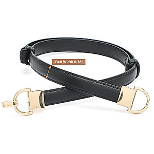 HOTWILL Women Skinny Belts for Dress Thin Waist Belt with Gold Buckle Adjustable Slim Belts 0.78" Width Black Small