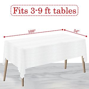 NEWOOK White Paper Tablecloths Disposable for Rectangle Tables 12 Pack,3 Ply Paper & Plastic Quality Table Cloth for Parties,54 x 108 Inch Birthday Table Cover Outdoor Wedding Banquet Tablecover
