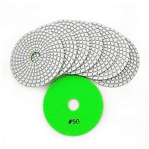 SHDIATOOL 8Pcs 4 Inch Diamond Wet Polishing Pads with White Bond Grit 50 for Marble Granite Stone