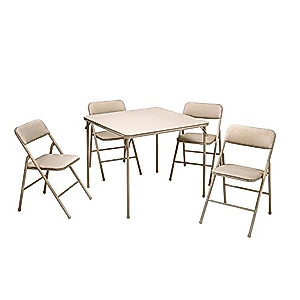COSCO 5 Piece, Tan Folding Table and Chair Set.