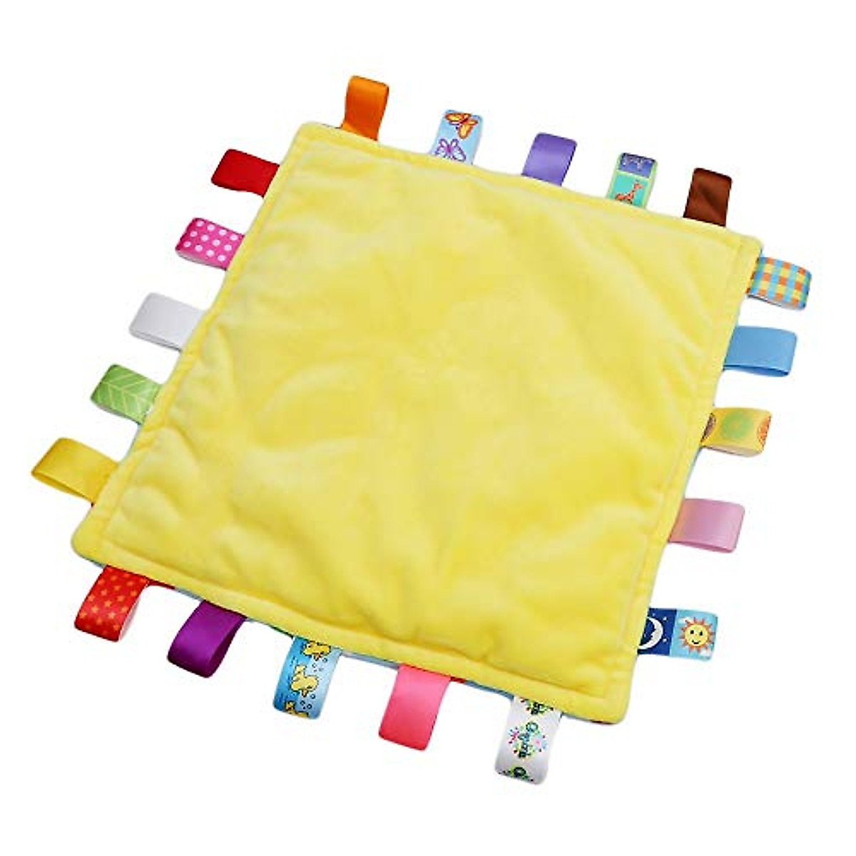 G-Tree Yellow Baby Comforter Blanket - Rabbit, Bird and Bee Animals Security Blanket with Plain Yellow Textured Underside