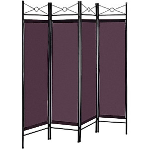 Squareful 4-Panel Room Divider, 6ft Folding Freestanding Screen w/Steel Frame & Fabric Surface, Portable Privacy Partition for Home Office, Brown