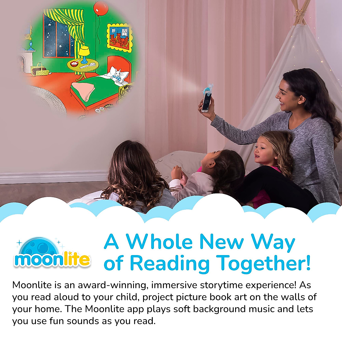 Moonlite Storybook Reels for Flashlight Projector, Kids Toddler | Goodnight Moon | Story Reel Pack for 12 Months and Up