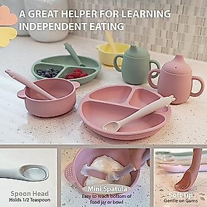 Silicone Baby Feeding Spoons-First Stage, Bendable Utensils for Infant & Parent-Baby Led Weaning, Toddler Self-Feeding & Training-Soft-Tip, Chewproof Teether l 4 Months + [5 Pack with a Portable Case]