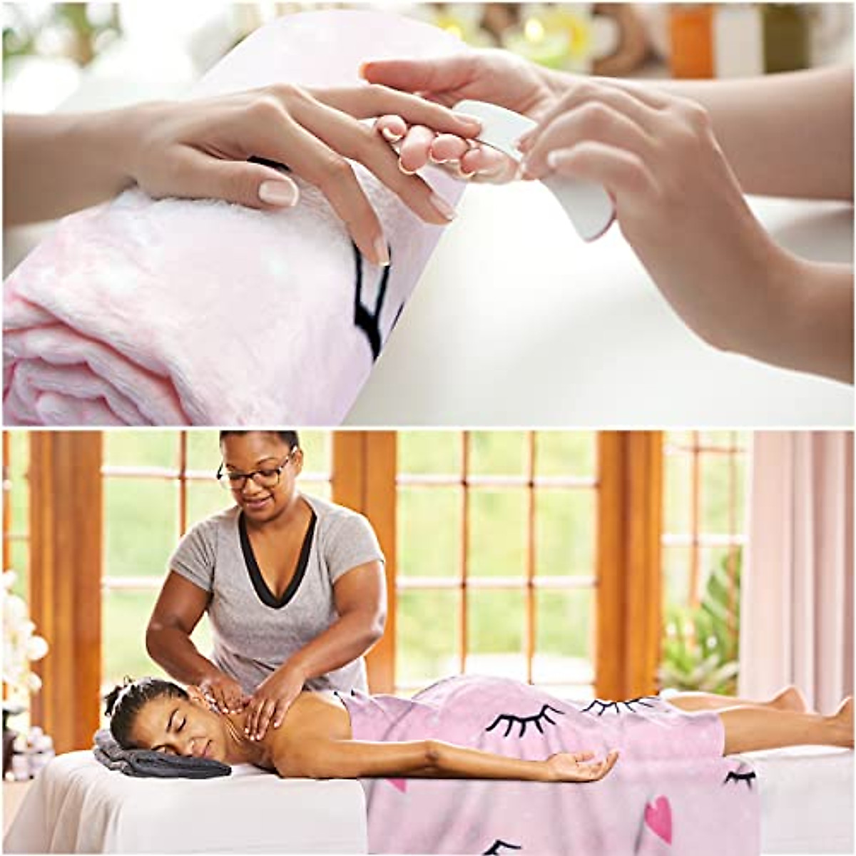 Ivarunner Eyelash Blanket Pink Heart and Girls Lash Throw Blanket, Sublimation Blanket Pink Lashes for Lash Bed Couch Sofa Home Decor, Best Friend Blankets for Girls or Women Birthday Gifts 60"x 50"