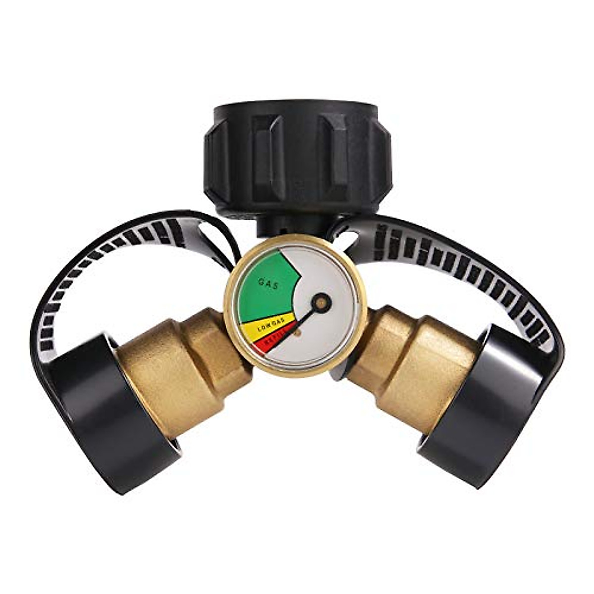 Roastove Dual Propane Tank Connection Level Indicator,Propane Tank Y Splitter Adapter with Gauge,Gas Pressure Meter for 5-40lb Propane Tank