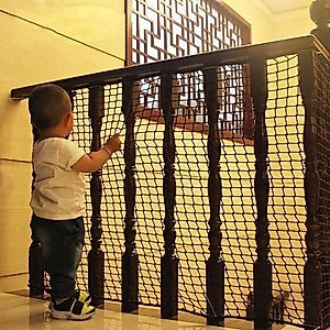 RZM Railings Safety Net Black Decor Net, Climbing Cargo Net Rope 8mm Balcony Protective Net Child Stair Safety Net Waterproof Hand-Woven Nylon Fence Net Fall Protection Mesh 6cm child safety netting f