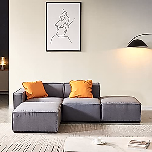 HomSof Modern Modular Sectional Sofa with Two Pillows, Convertible Corner L-Shaped Couch for Living Room, Dark Grey