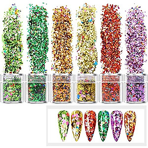 Holographic Chunky Glitter,Resin Glitter for Epoxy Resin,Sequins for Slime,DIY Crafts,Nail Art,Painting