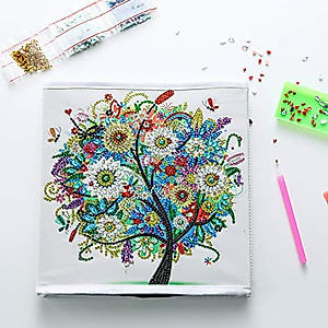 Folding Storage Box with 5D diamond painting kit, ZSNUOK Foldable Cloth Storage Bins Embroidery Cross Stitch Picture Supplies Arts Craft for Home Closet Bedroom Drawers Organizers, 25X25cm (4PCS)