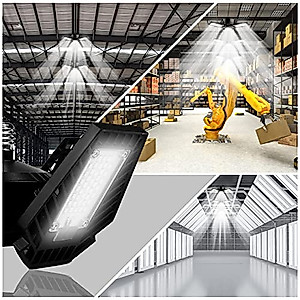 Pinegreen Lighting Garage Light, 50W LED Shop Light, 6000LM 5000K Daylight LED Garage Ceiling Lights with 3 Adjustable Panels Deformable Garage Lighting E26 Base (2 Pack)