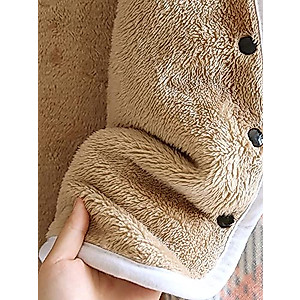 WINKEEY Women's Cape Wearable Blanket Flannel Shawl Wrap Comfy Poncho Throw with Buttons Spring Fall Winter Blue003