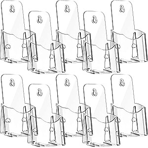 10 Pieces Acrylic Brochure Holder Stand Pamphlet Holder 4 Inch Clear Literature Holder Plastic Flyer Display Stand for Vendors, Brochure,Trifold, Magazine, Pamphlet, Booklets, Menu