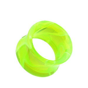 Freedom Fashion Marble Swirl Acrylic Double Flared Ear Gauge Tunnel Plug (Sold by Pair) (7/16", Green)