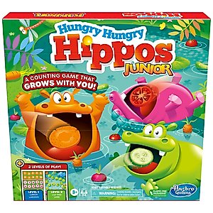 Hasbro Gaming Hungry Hungry Hippos Junior Board Game | 2-in-1 Game for Preschoolers and Kids | Ages 3 and Up | 2 to 4 Players | Counting and Numbers Games