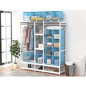 HOMIDEC Cube Storage Organizer 16-Cube Storage Shelf, Closet Organizer for Garment Racks, Closet Organizers and Storage with Metal Hammer, Bookshelf for Kids, (48.4 L x 12.2 W x 48.4 H Inches)