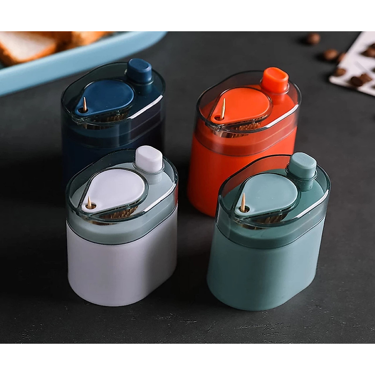 Syart Toothpick Holder Dispenser Pop-Up Automatic Toothpick Dispenser for Kitchen Restaurant Thickening Toothpicks Toothpicks for Appetizers Toothpicks for Appetizers Toothpick Storage Box (orange