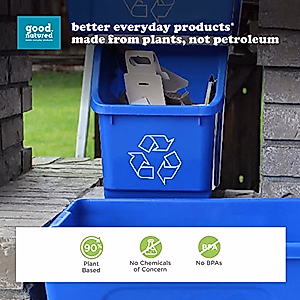 Good Natured Stackable Recycle Bin with Handle, 6 Gallon / 25 Liter - Ideal for Kitchen, Home & Indoor Use - Compact & Small Recycling Bin - Perfect for Recycling Cans, Blue Recycle Bin for Easy Trash Sorting