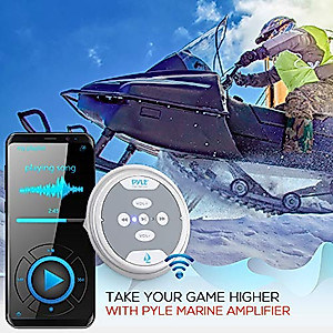 Waterproof Bluetooth Marine Amplifier Receiver - Weatherproof 2 Channel Wireless Amp for Stereo Speaker with 600 Watt Power, Wired RCA, AUX and MP3 Audio Input Cable - Pyle PLMRMBT5S (Silver)
