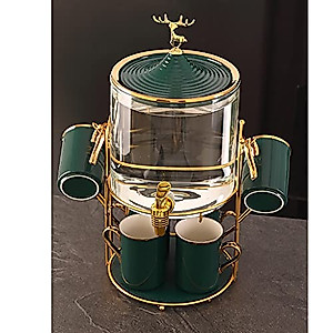 EVANEM with Faucet Glass Cool Kettle Living Room Ceramic Cup Set Tea Cup Set Fruit Tea Bucket Cold Kettle (Color : E, Size : As the picture shows)