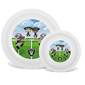 Baby Fanatic NFL Legacy Infant Plate & Bowl Set, Oakland Raiders, for Ages 6 Months & Up
