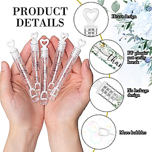 Hollowfly 120 Pcs Heart Wedding Bubble Wands Mini Bubble Wands Bulk Heart Bubble Wands for Wedding Send off Party Supplies for Weddings, Valentine's Day, Anniversaries Celebrations (Eucalyptus)