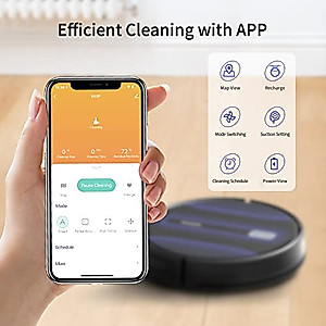 SYSPERL Robot Vacuum Cleaner 2600Pa, Self-Charging Robotic Vacuums Compatible with Alexa, APP, WiFi, Remote Control, Quiet Auto Cleaning Robot Ideal for Pet Hair, Hardwood Floor