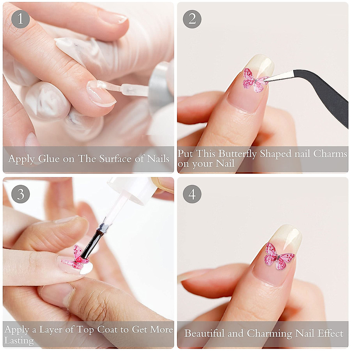 JANYUN 3D Acrylic Butterfly Nail Charms, 120 Pcs Summer Butterfly Nail Glitter Sets Spring Butterflies Nail Charms for Nail Art Decoration DIY Resin Manicure Crafts Design