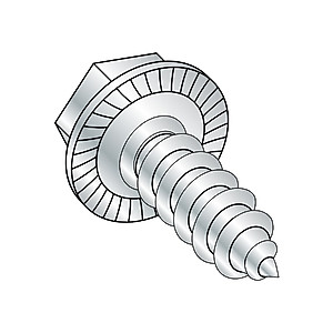 Small Parts 3116ABWS Steel Sheet Metal Screw, Zinc Plated, Serrated Hex Washer Head, Hex Drive, Type AB, 5/16"-12 Thread Size, 1" Length (Pack of 10)