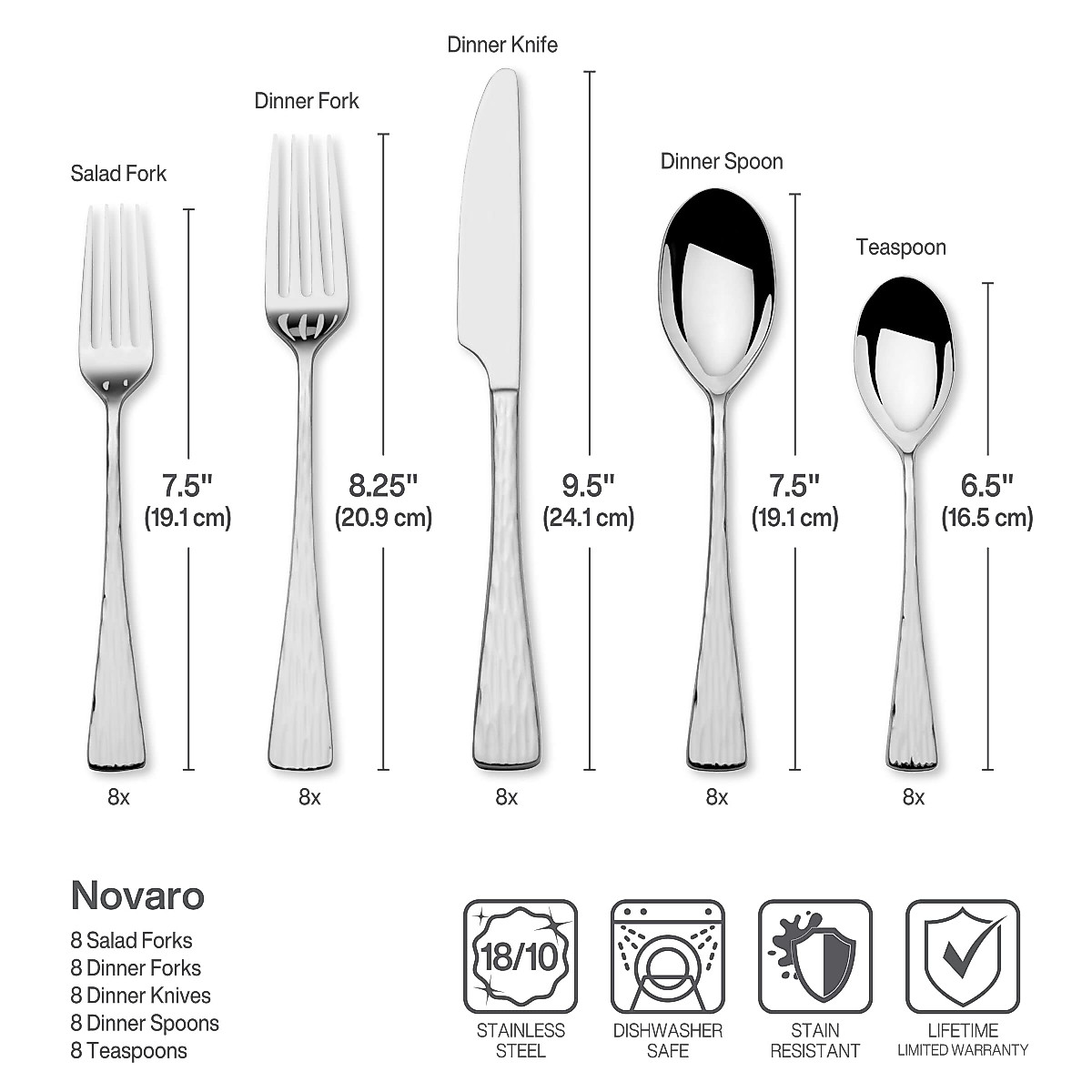 Mikasa Novaro 18/10 Stainless Steel Flatware, 45 Piece Set