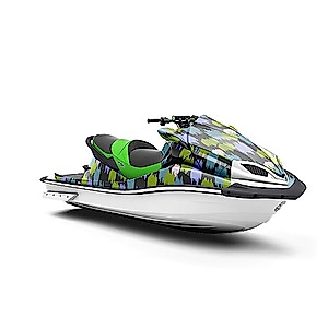 Rwraps Blue Abstract Allay Pain Gloss Vinyl Film Wrap 59in x 6in W/Application Card Vinyl Vehicle Car Film Sheet Roll