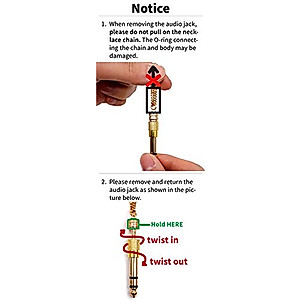 PICKRING Audio Jack Necklace with a Functioning Gold Plated Headphone Adapter for Guitarists/Detachable Gold Tone Real Headphone Adapter Necklace Music Lover Gifts/Silver Gold (Gold)